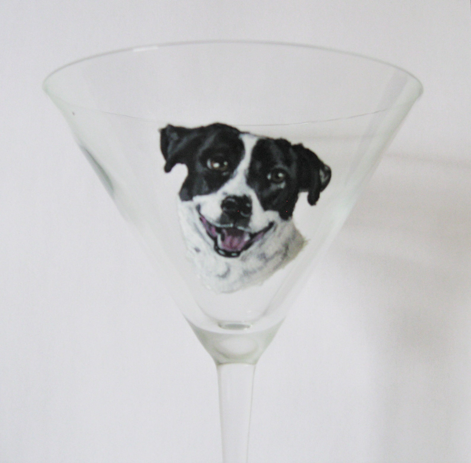 Custom Martini Glass With Dog Portrait, Barware, Painted Pet Portrait ...