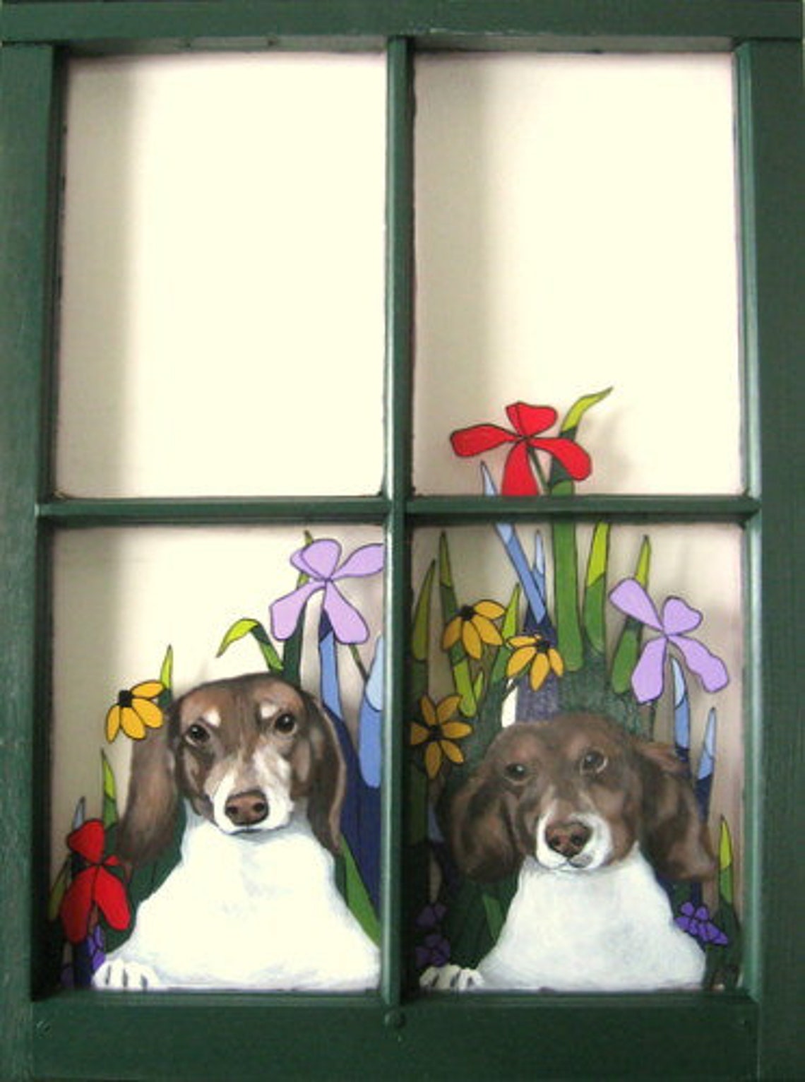 Custom Pet Portrait Dachshund Dog Window Personalized Pet | Etsy