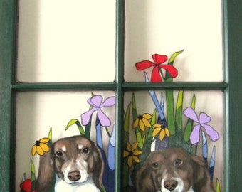 Custom Dog Window Personalized Pet Painting Dog Portrait | Etsy