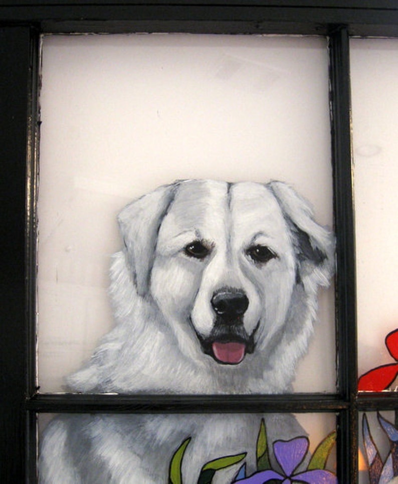 Custom Dog Window, Pet Portraits, Dog Painting, Recycled Art, Wall ...