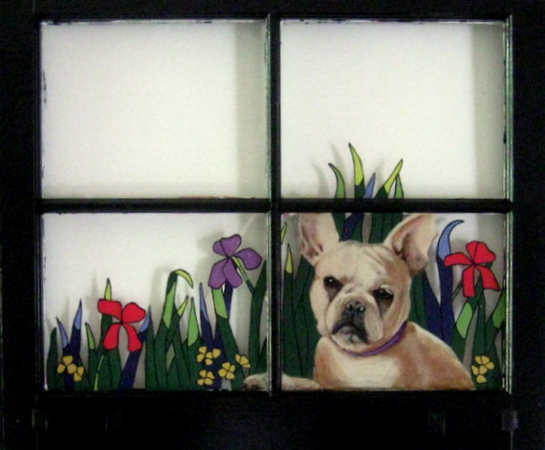 French Bulldog, Custom Dog Window, Pet Loss Memorial, Custom Pet ...
