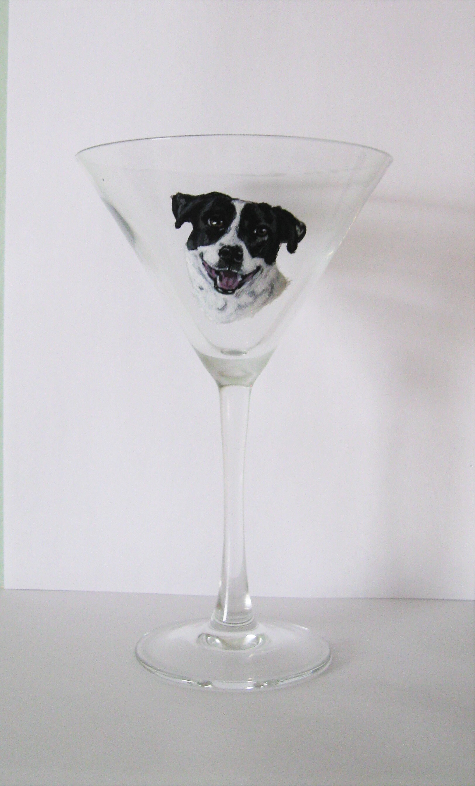 Custom Martini Glass With Dog Portrait, Barware, Painted Pet Portrait ...
