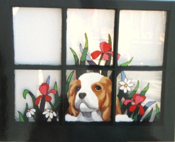 Custom Pet Portrait Painted Window Cavalier King Charles - Etsy