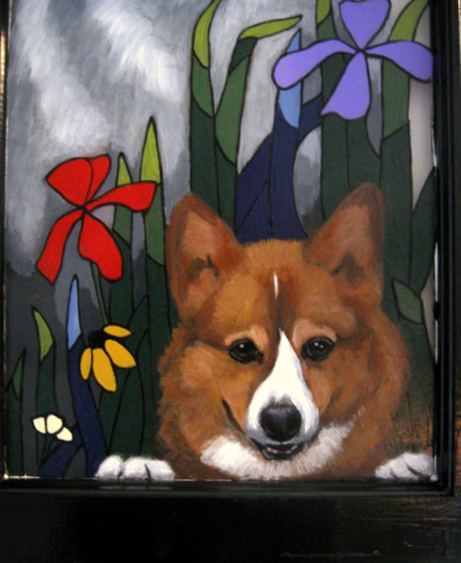 Custom Dog Window, Pet Portraits, Dog Painting, Recycled Art, Wall ...