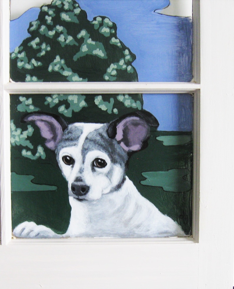 Dog Window Painting, Barn Art, Custom Pet Portrait, Dog on a Farm, Pet ...