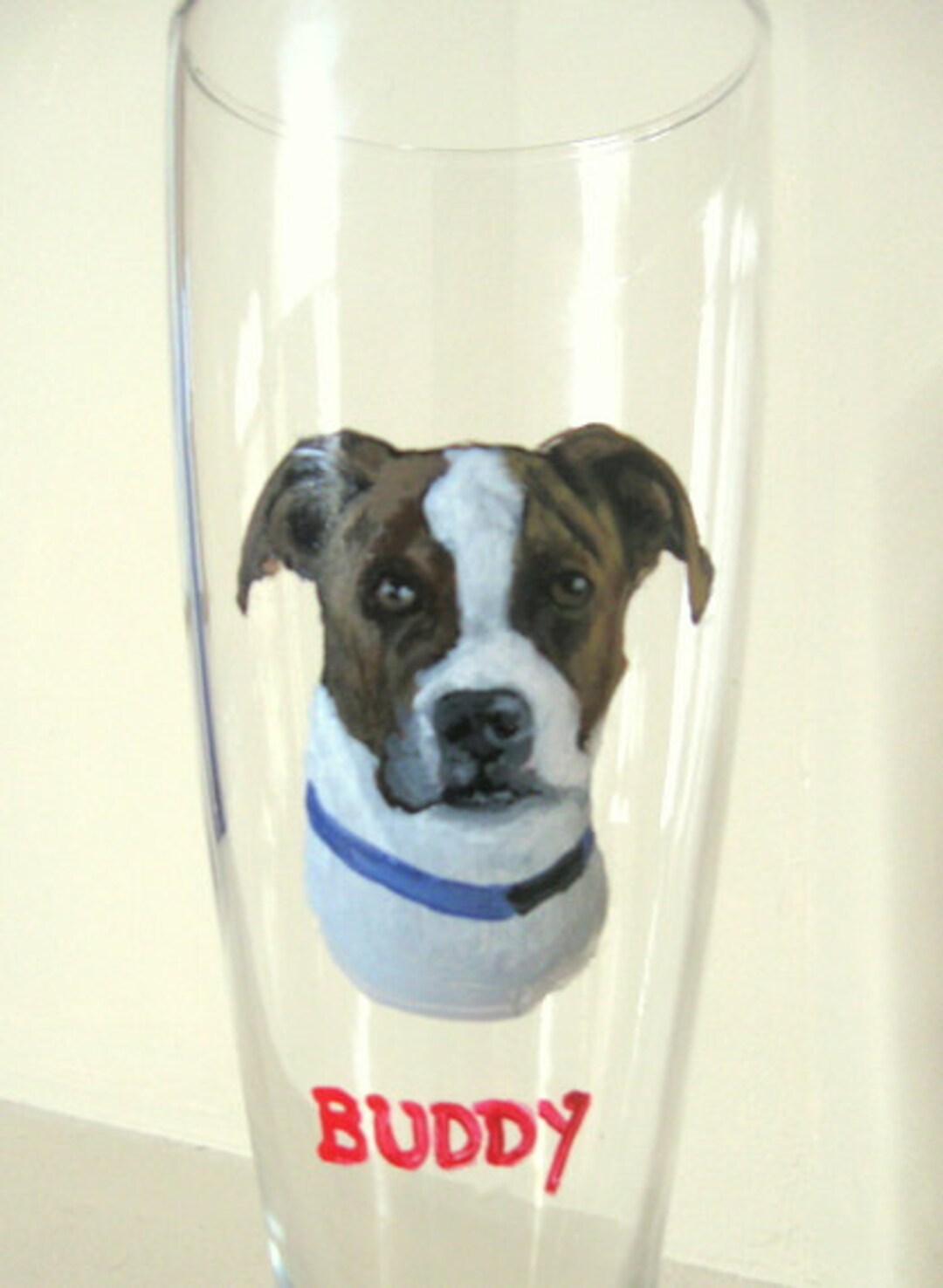 Beer Glass, Pitbull Painting, Pilsner Glass, Custom Pet Portrait ...