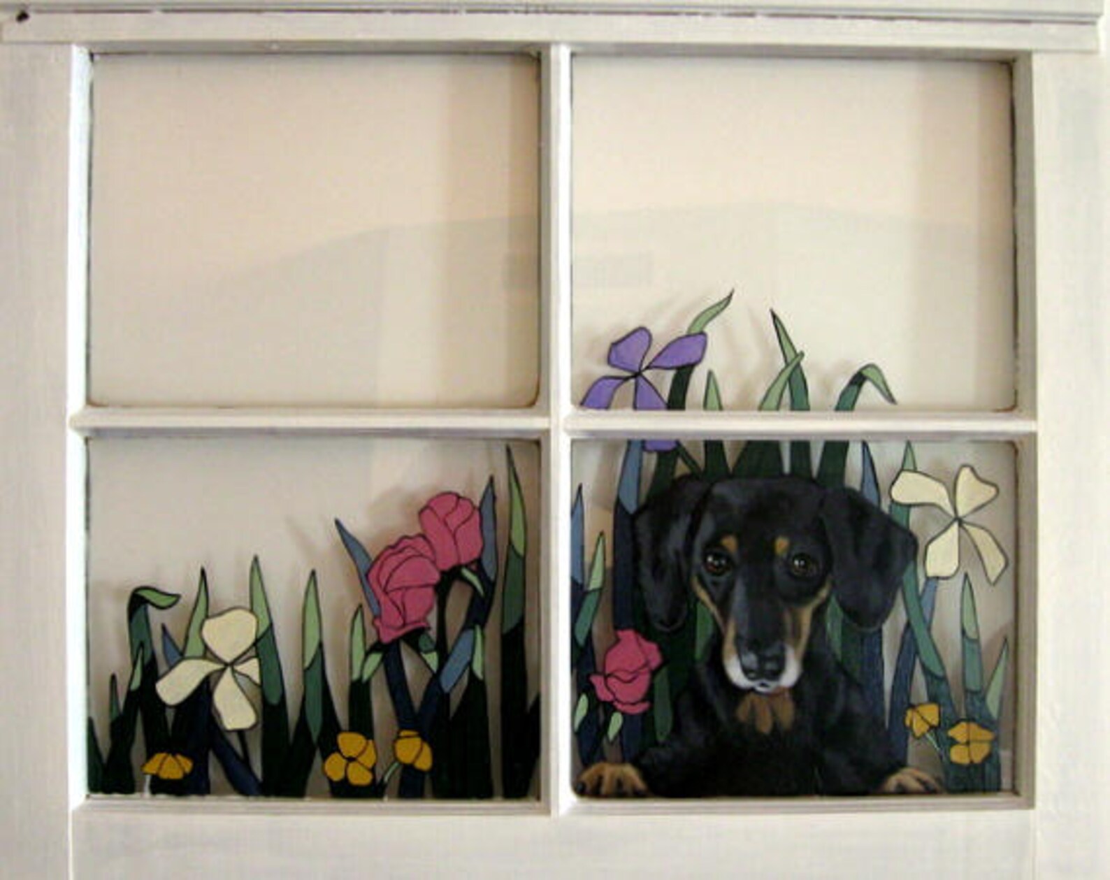 Dachshund Puppy Painted Dog Window Custom Pet Portrait Wall - Etsy