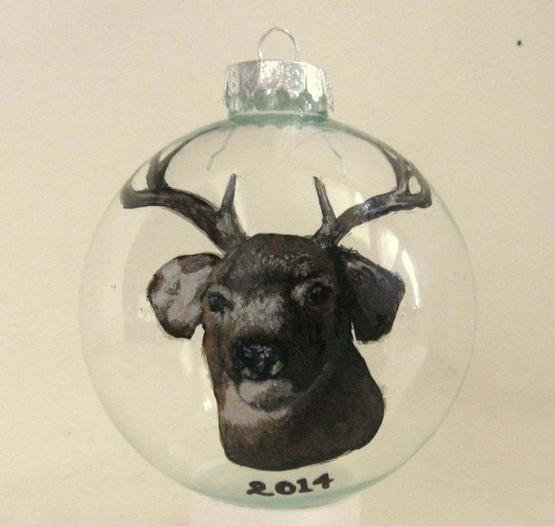 Hunter's Christmas Deer Ornament, Sportman's Gift, Buck Painting ...