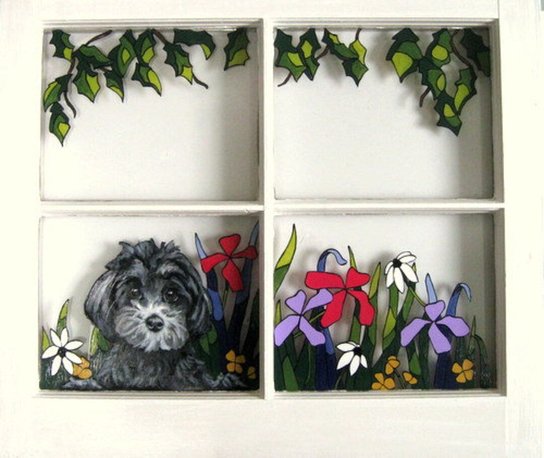 Maltipoo, Custom Dog Window, Personalized Pet Portrait Painting, Wall ...