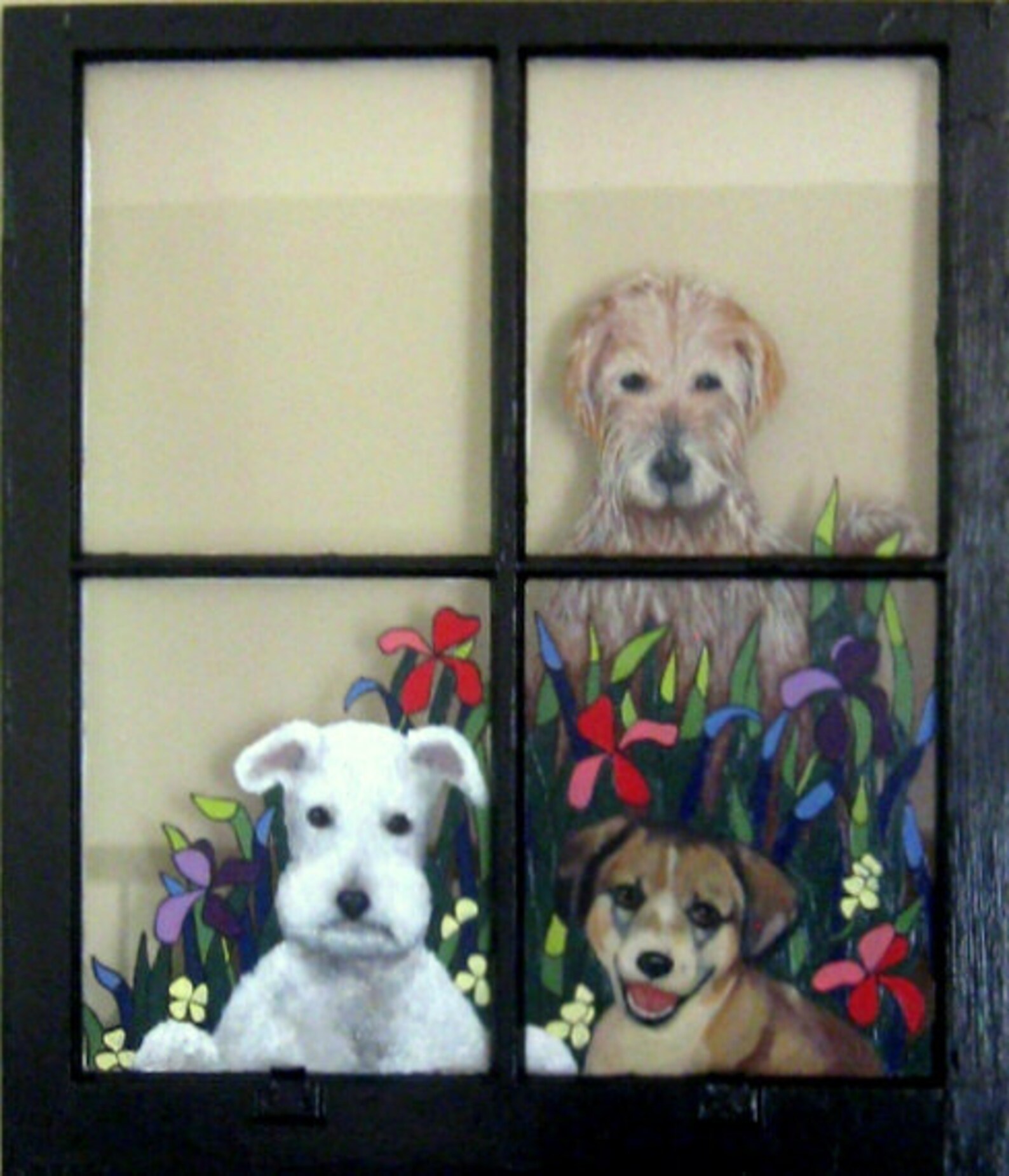 Norwegian Elkhound, Beagle, Terrier, Custom Pet Portrait, Dog Window ...