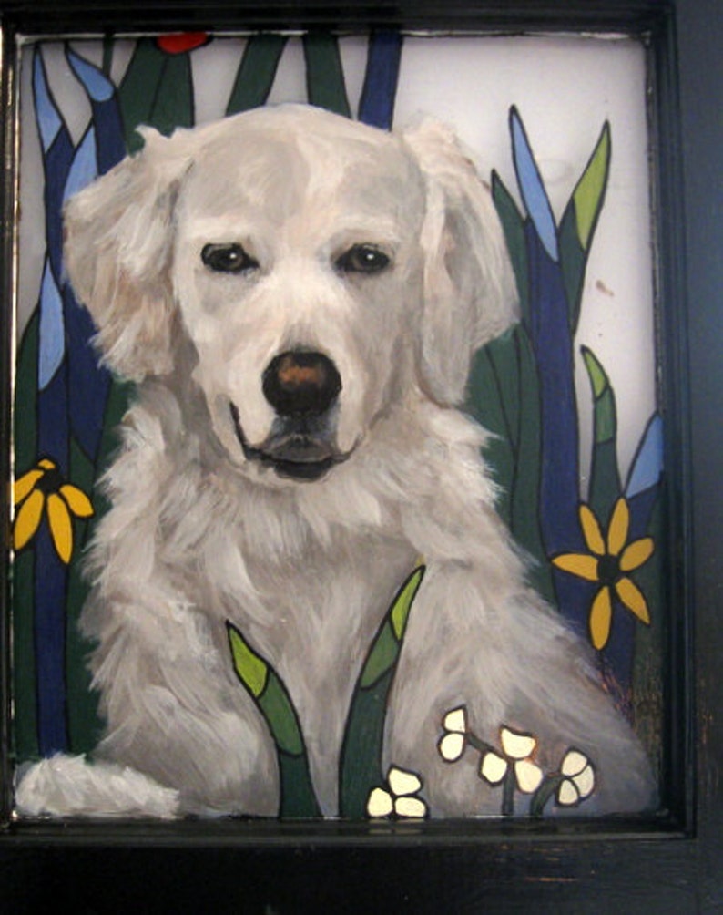 Custom Dog Window, Pet Portraits, Dog Painting, Recycled Art, Wall ...