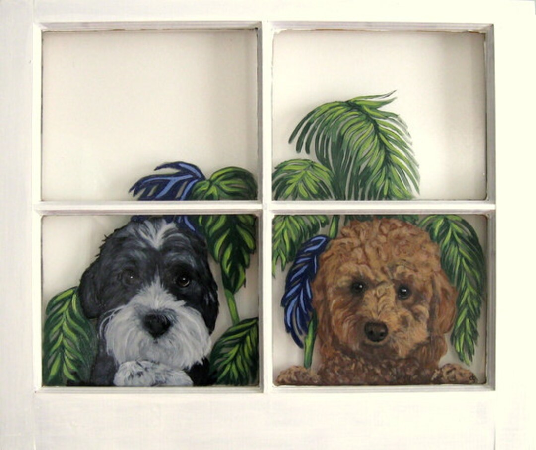 Dog Window, Rescue, Recycled Art, Painted Pet Portraits, Custom Window ...
