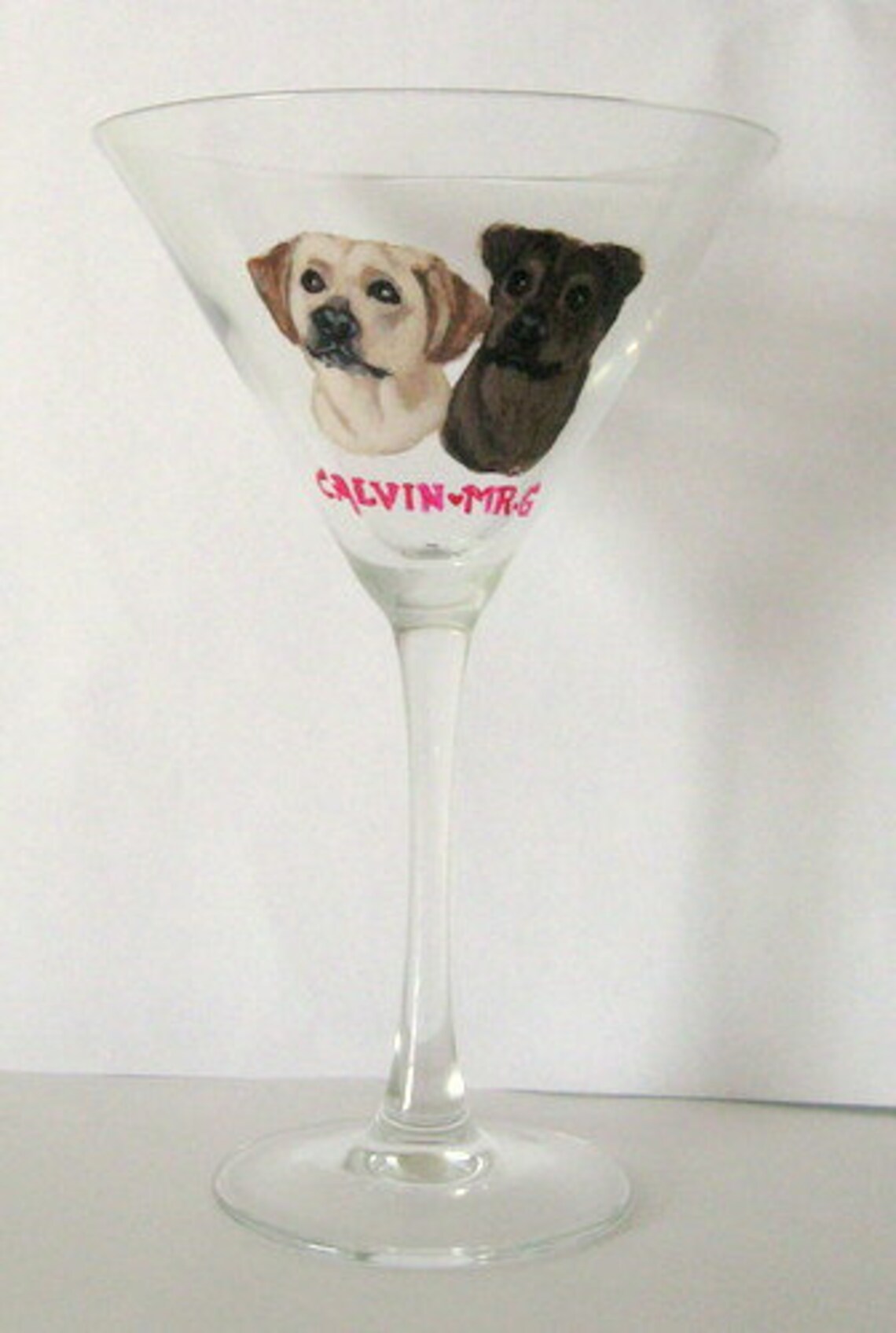 Martini Glass with Dogs Wedding Gift Personalized Pets | Etsy