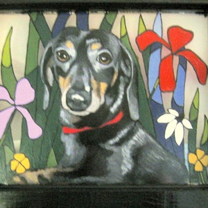 Dachshunds, Custom Dog Window Painting, Pet Loss Memorial, Personalized ...