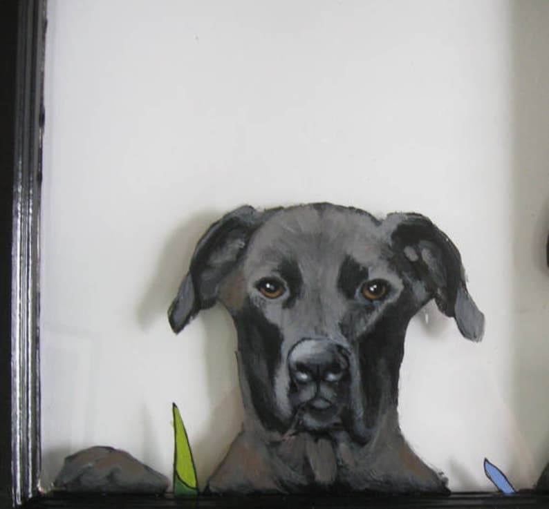 Dog Portrait, Vintage Window Art, Custom Pet Portrait, Dog Loss ...