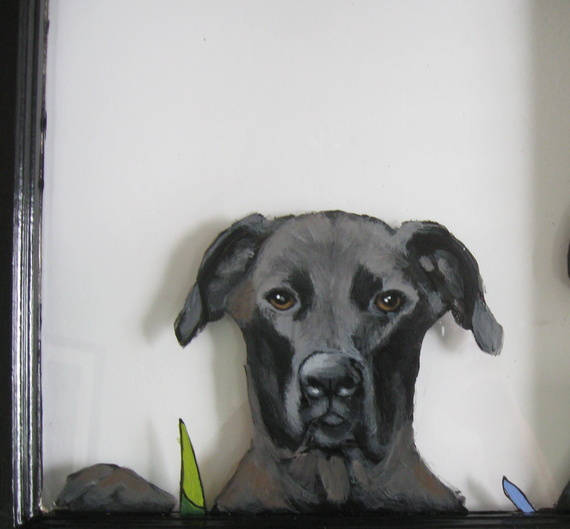 Dog Portrait, Vintage Window Art, Custom Pet Portrait, Dog Loss ...