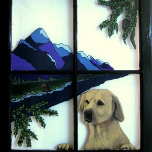Yellow Labrador Retriever, Dog Window, Pet Portrait, Personalized Dog ...