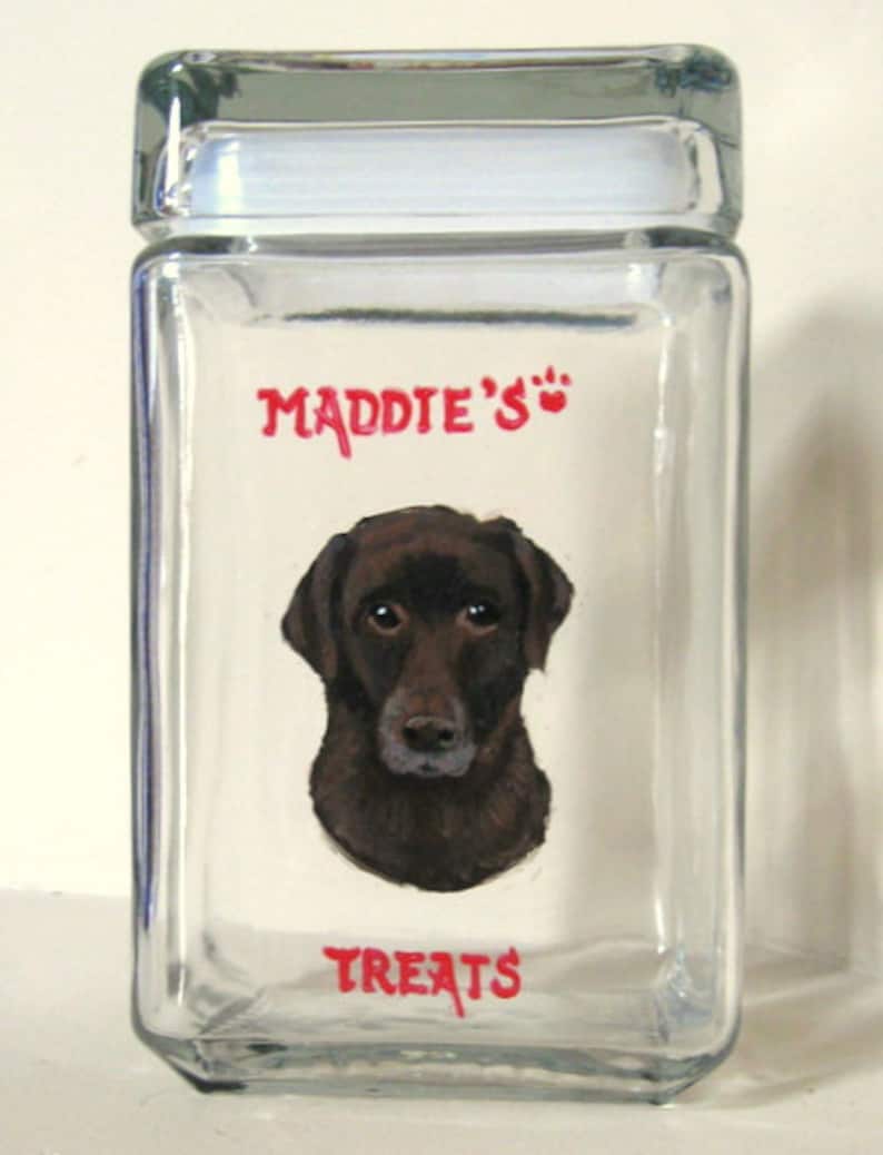 Chocolate Lab Dog Treat Jar Snack Holder Custom Canister - Etsy