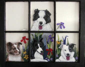 Painted Dog Window, Spaniel, Black Lab, Mountain Stream, Landscape ...