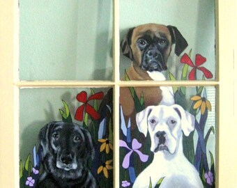 Custom Pet Portrait Painted Window Rescue Dogs Wall - Etsy