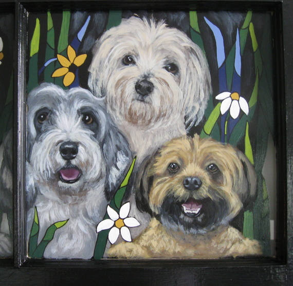 Dog Portrait, Vintage Window Art, Custom Pet Portrait, Dog Loss ...