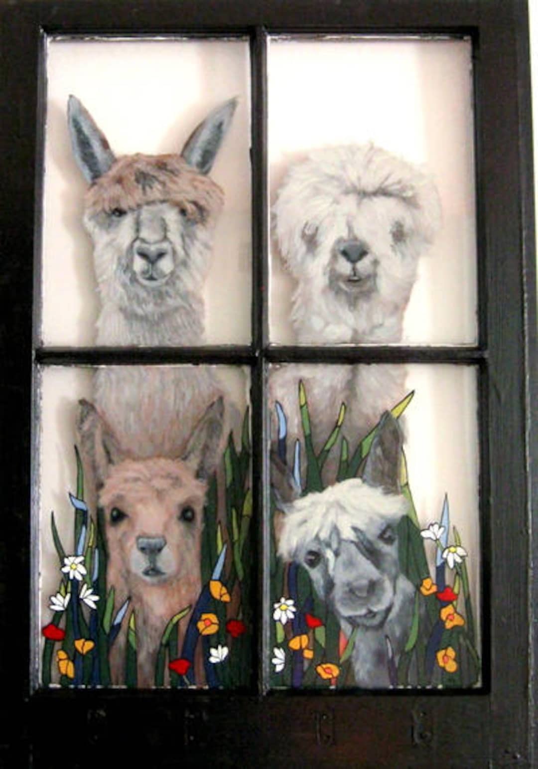 Alpacas, Pet Window, Custom Pet Portraits, Farm Animals, Recycled Art ...