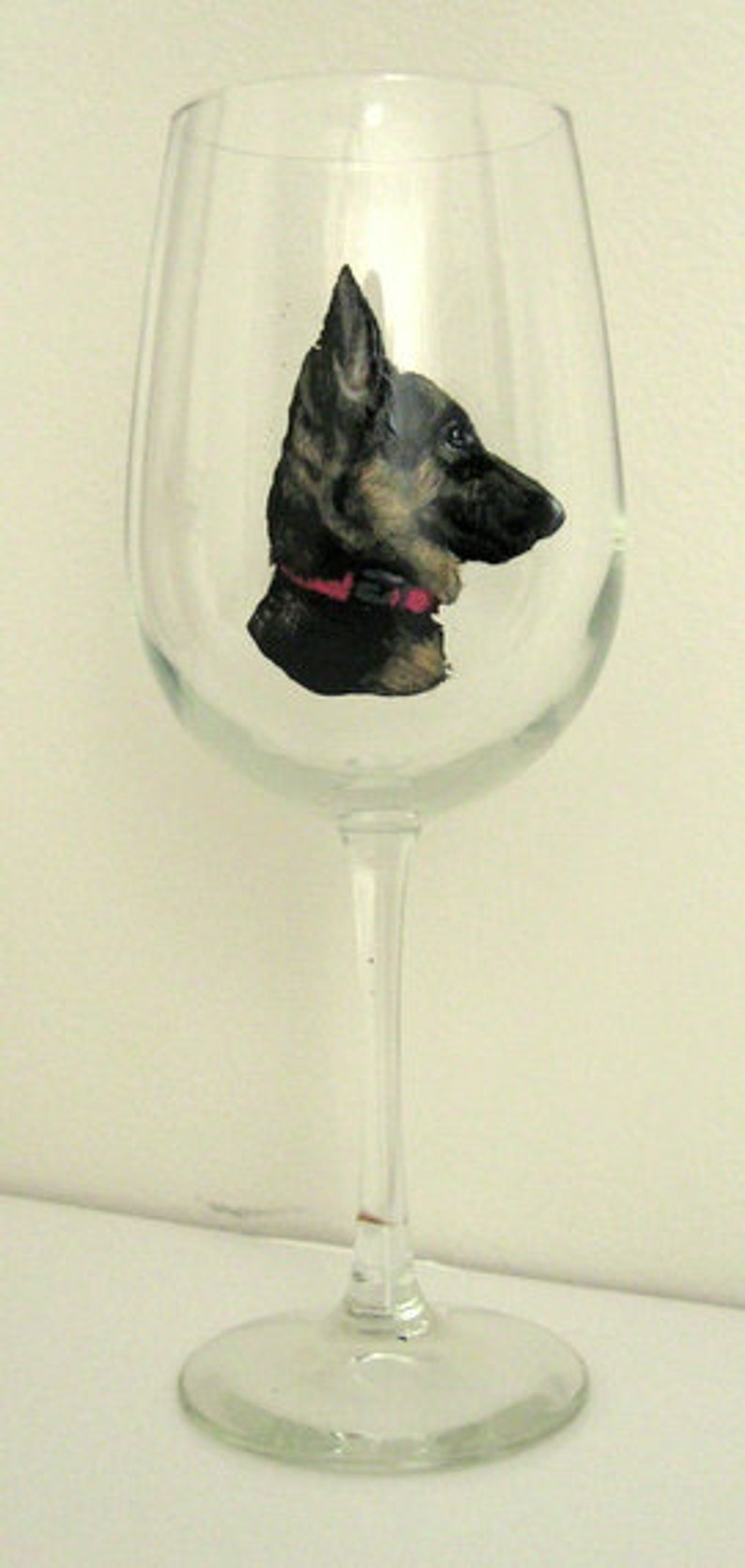 Dog Wine Glass, German Shepherd, Custom Portrait, Pet Painting, Barware ...