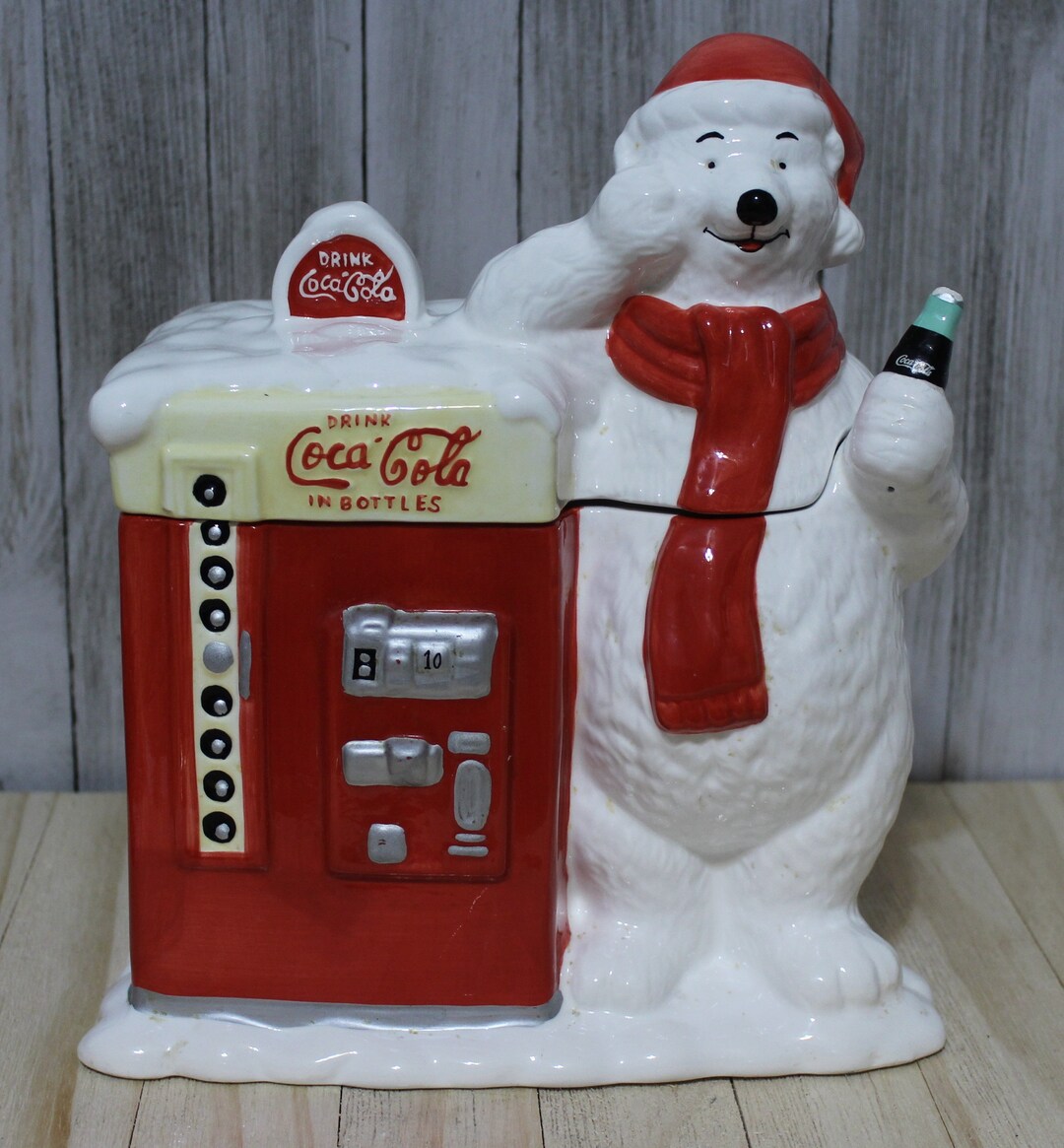Coca-cola Polar Bear Leaning on Coke Machine Cookie Jar - Etsy