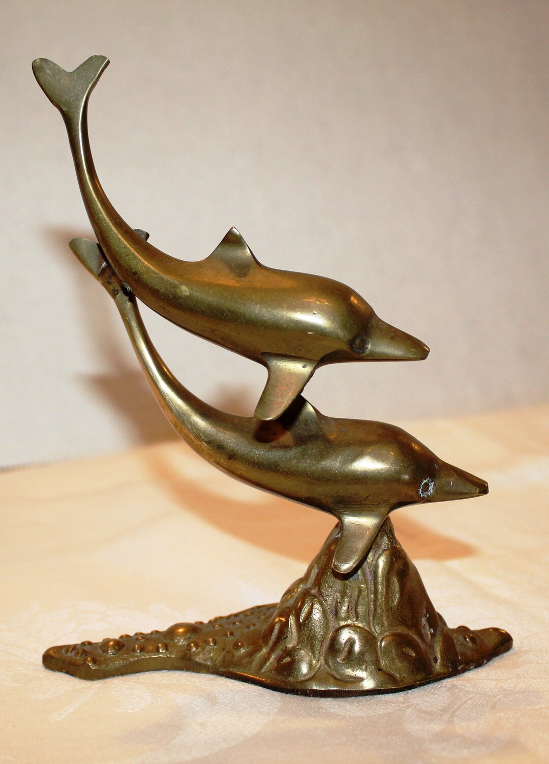 50% OFF SALE Swimming Brass Dolphin Tabletop Figurine/statue Made in ...