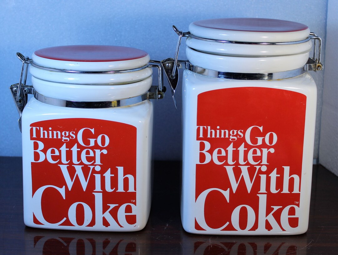Vintage Coca-cola Canisters: "things Go Better With Coke" Set - Etsy