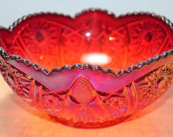 Red Cut Glass Bowl - Etsy