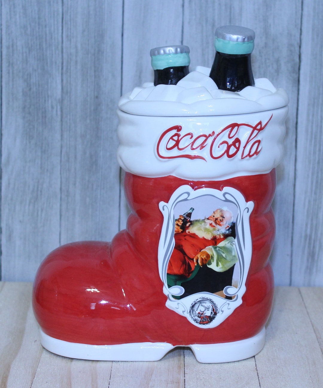 Coca-cola Vintage 75th Anniversary Christmas Cookie Jar - Etsy