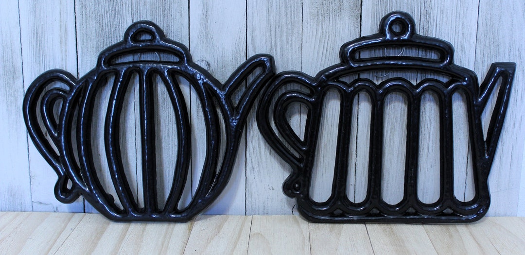 HOLIDAY 25 PERCENT OFF Cast Iron Large Teapot Footed Trivets - Etsy