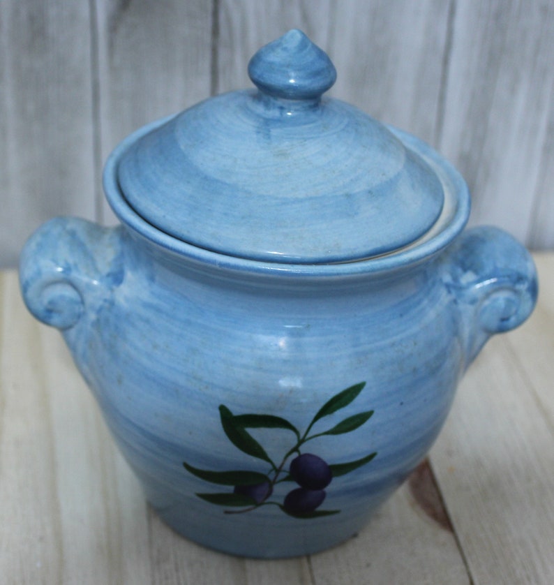 Stonewash Denim Blue Lidded Cookie Jar: Blueberry Motif Container - Etsy
