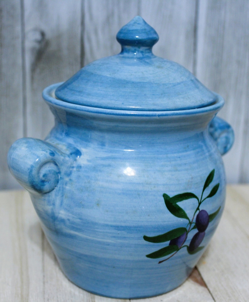 Stonewash Denim Blue Lidded Cookie Jar: Blueberry Motif Container - Etsy