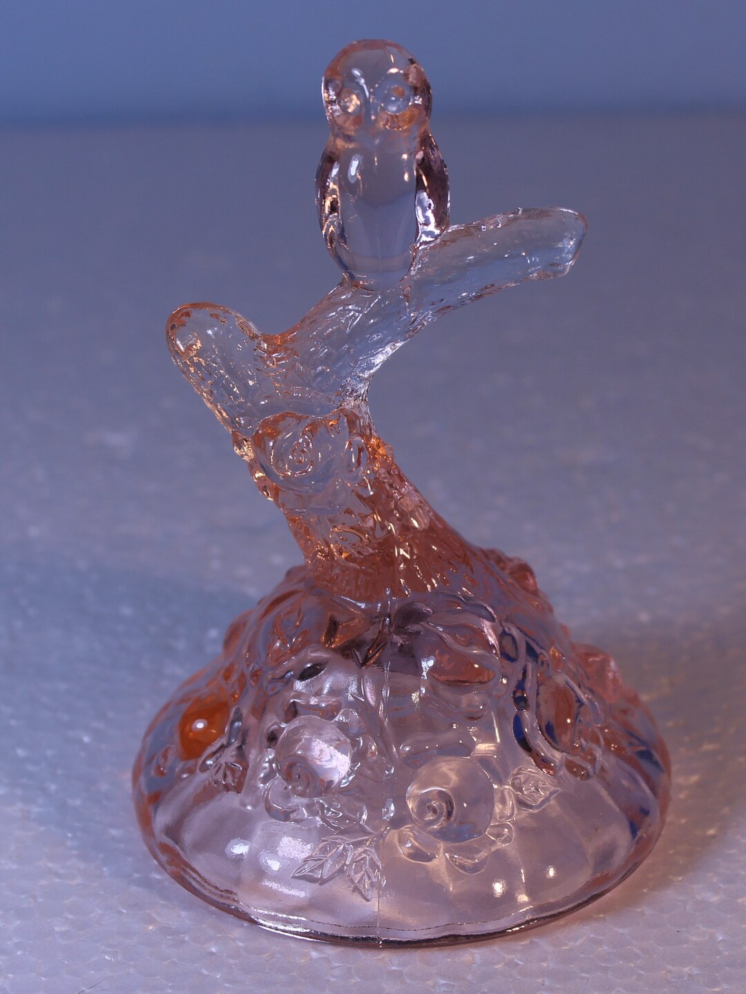 Fenton Pink Glass Owl Sitting on a Branch Ring Holder Figurine - Etsy