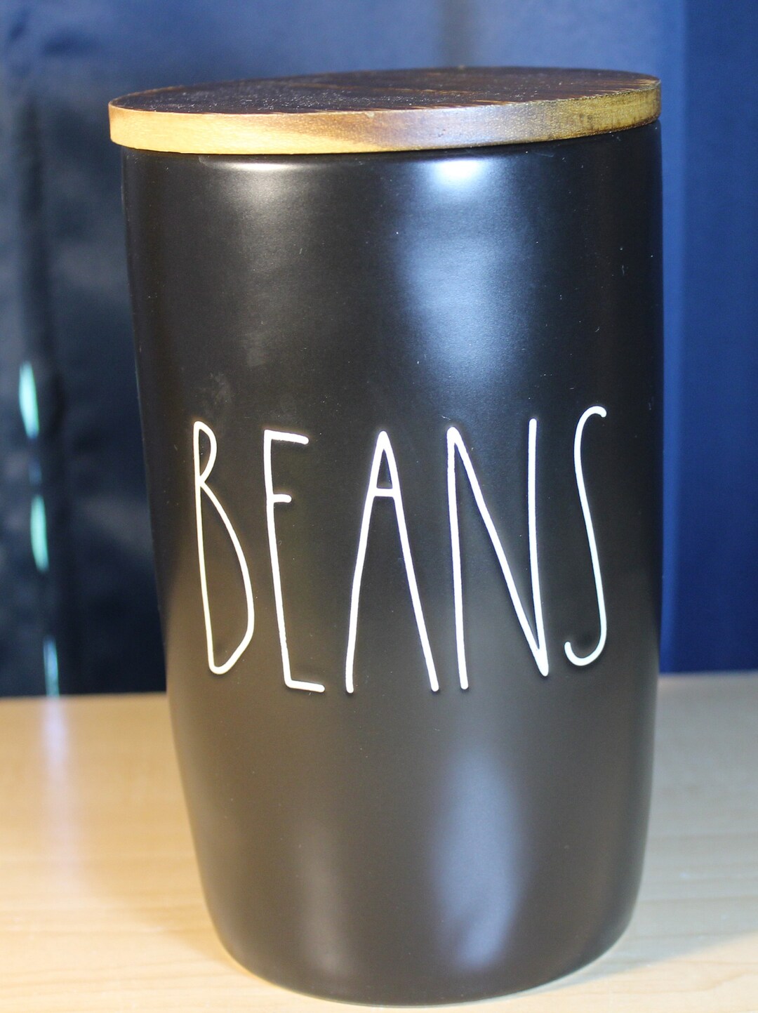 Rae Dunn's Bean Container With Wooden Lid in Black - Etsy