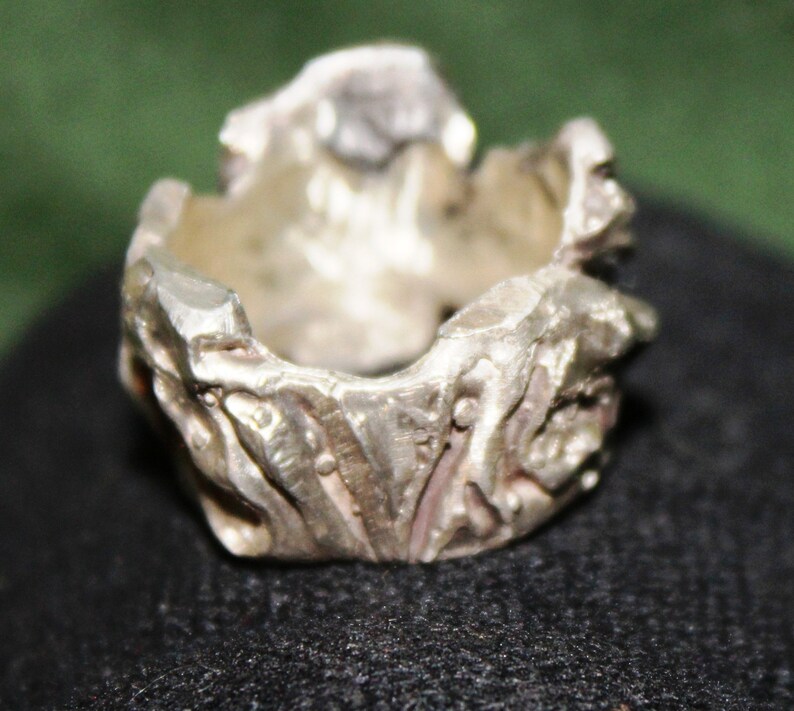 Sand Casted Silver Free Form Ring Size 7.5 | Etsy