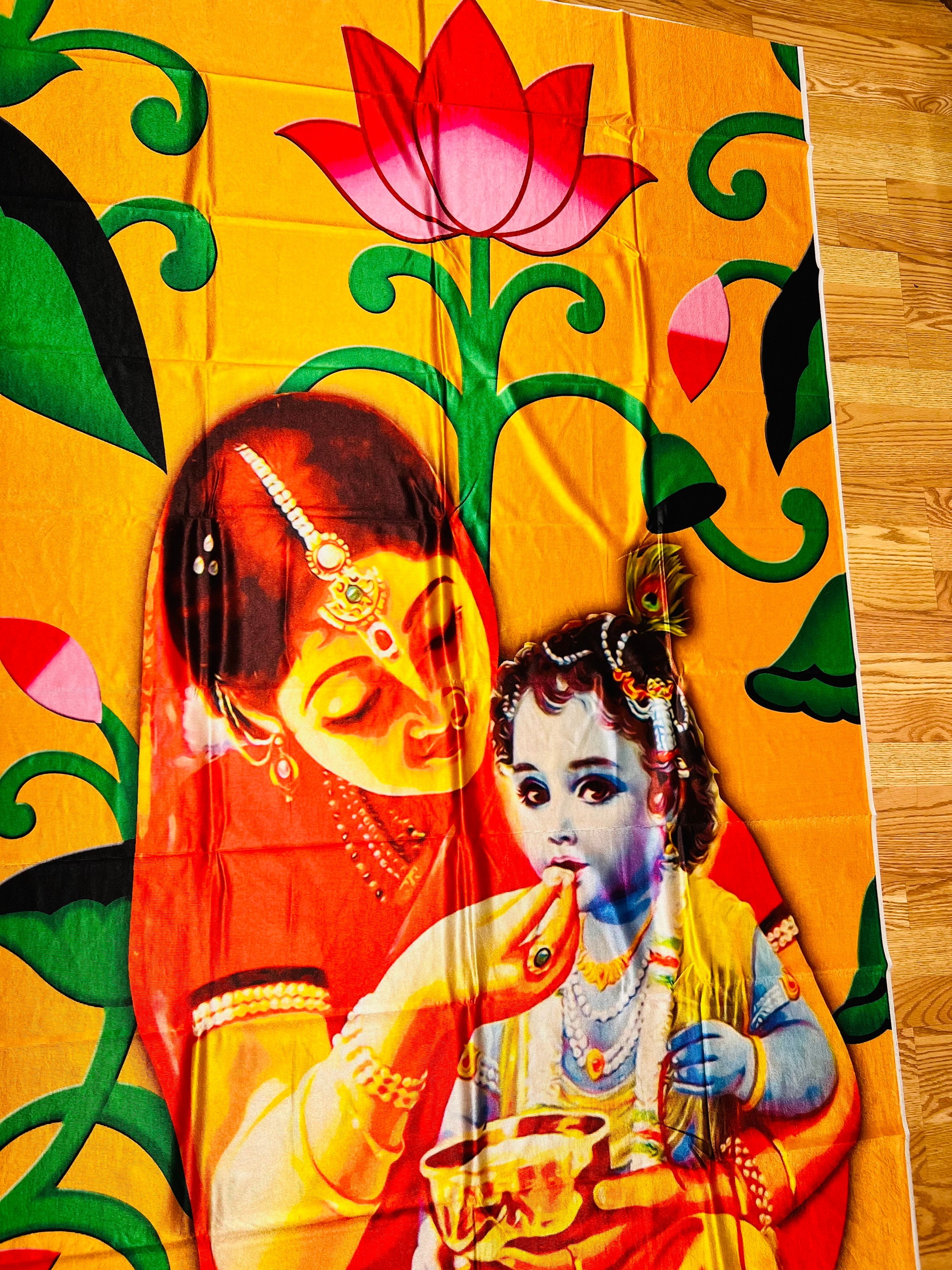Baby Krishna Indian Pooja Photo Backdrop Muggu Kolam Cloth/wedding ...