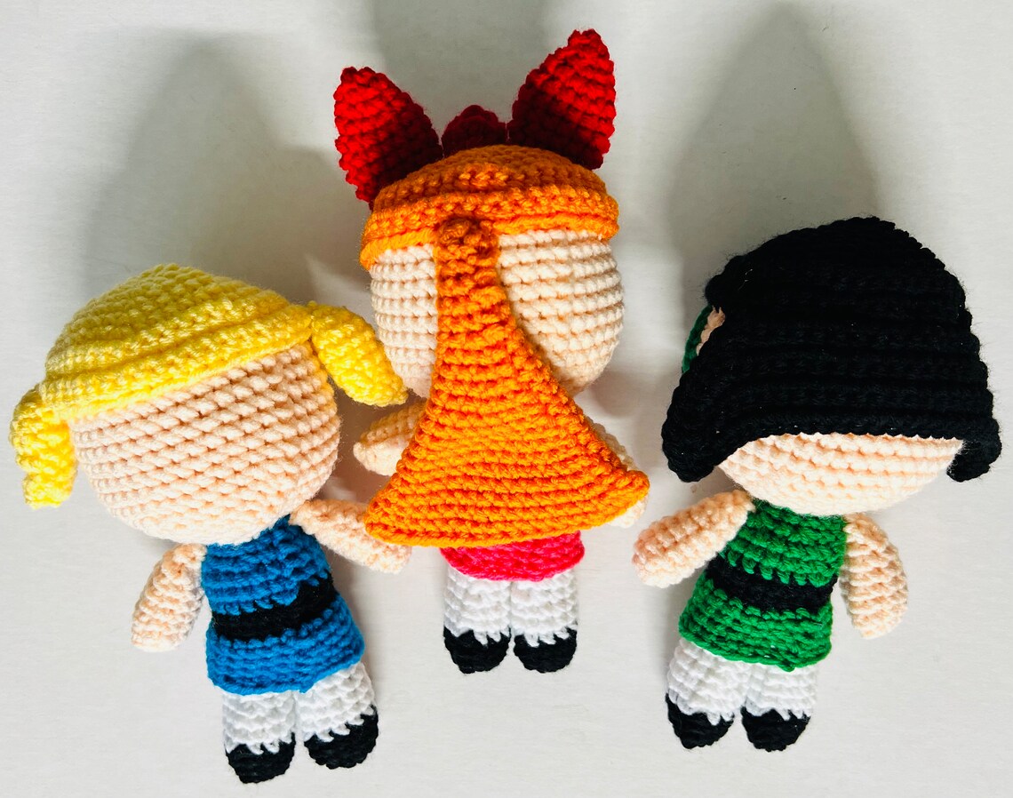 Powerpuff Girls Bubbles Buttercup Figure Crochet Doll PLUSH Stuff ...