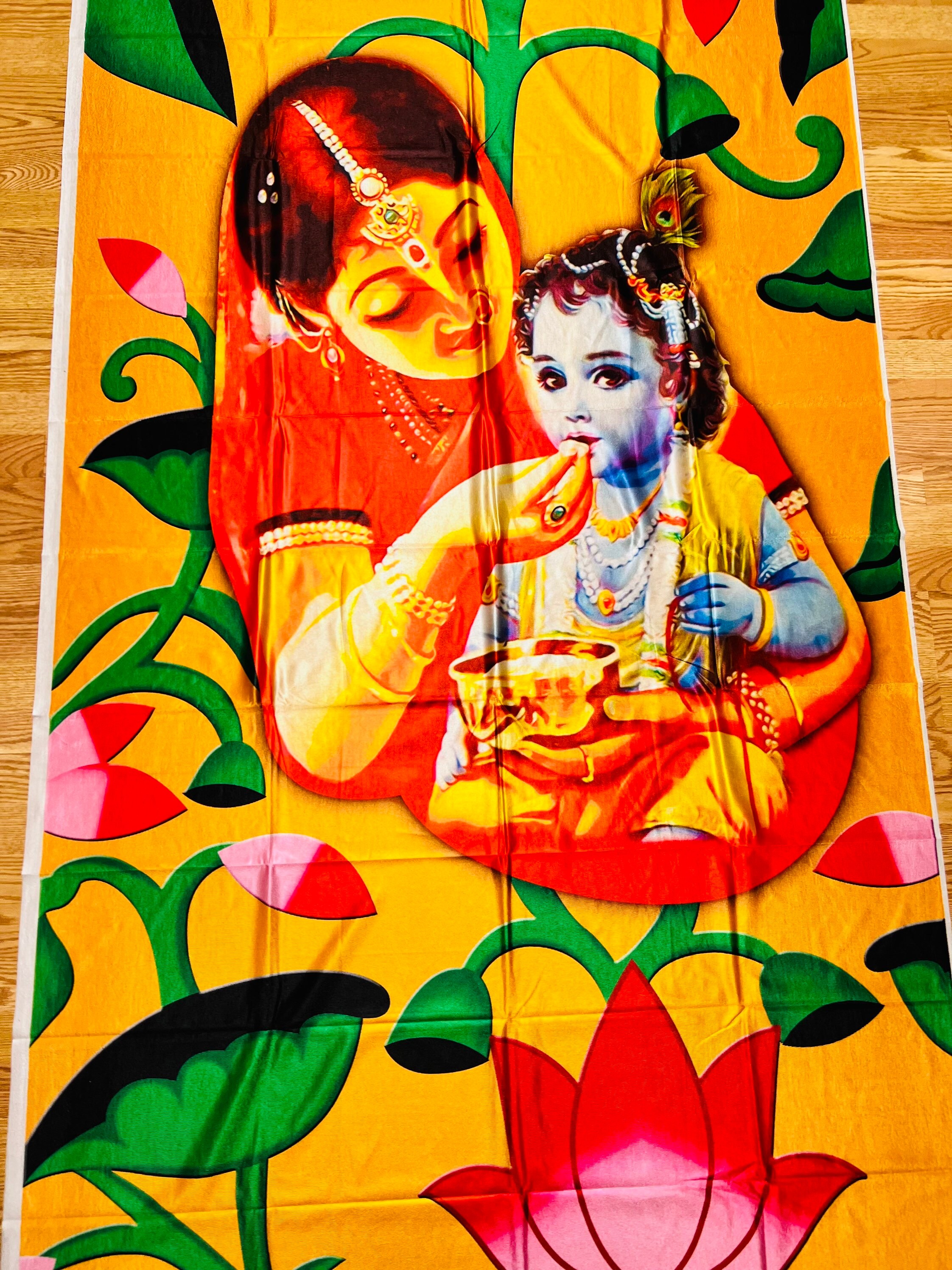 Baby Krishna Indian Pooja Photo Backdrop Muggu Kolam Cloth/wedding ...