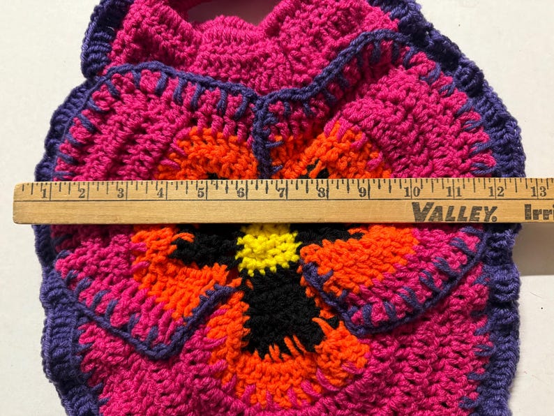 PINK PANSY Mini Tote Handmade Crochet Clutch Purse Bag Wristlet ...