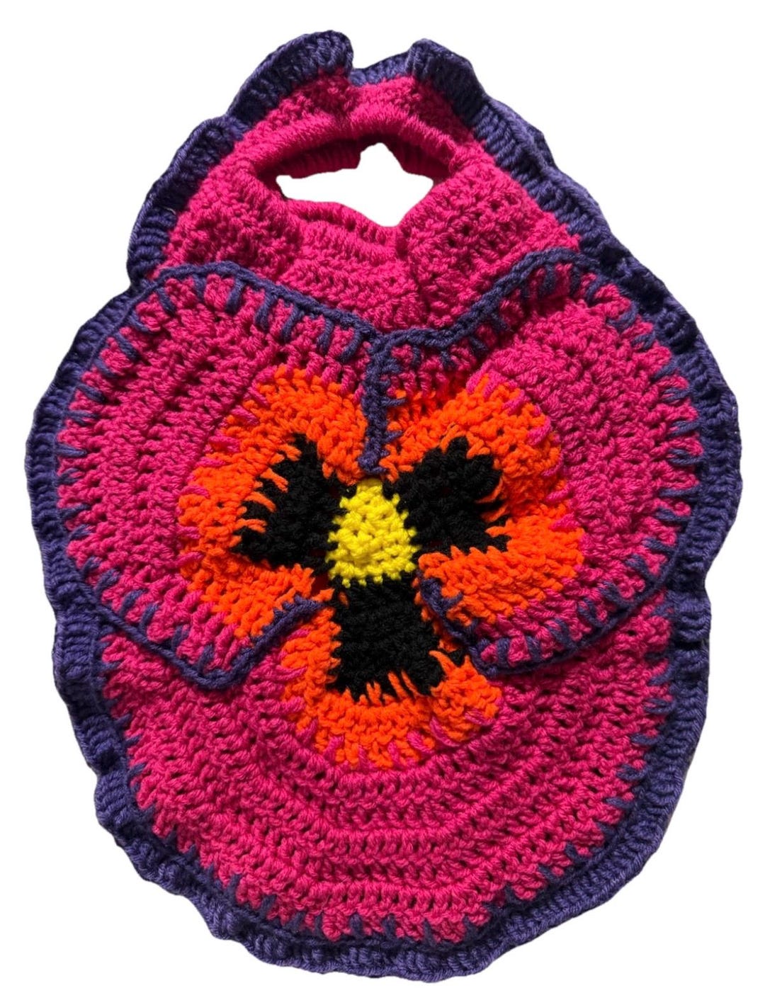 PINK PANSY Mini Tote Handmade Crochet Clutch Purse Bag Wristlet ...