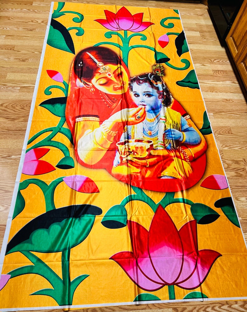 Baby Krishna Indian Pooja Photo Backdrop Muggu Kolam Cloth/wedding ...