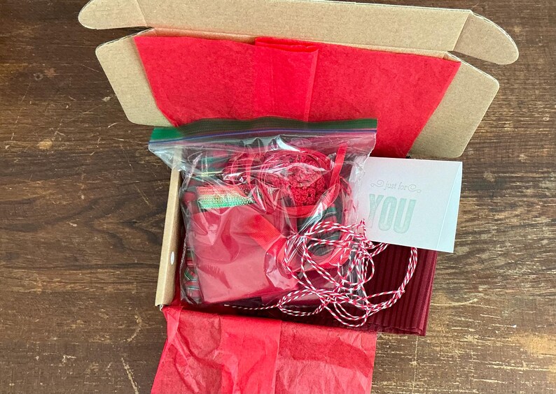A Goody Box Filled With Red & Green Supplies for a Junk Journal Making ...