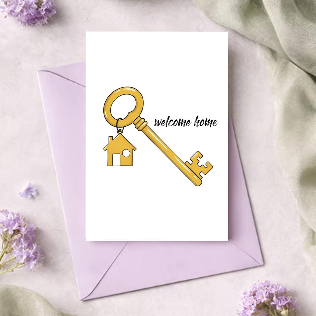 Watercolor House Key Card, New Home Greeting, Instant Download (5x7 PDF ...