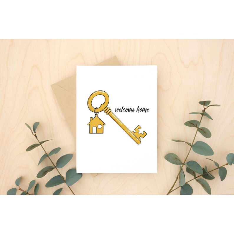 Watercolor House Key Card, New Home Greeting, Instant Download (5x7 PDF ...