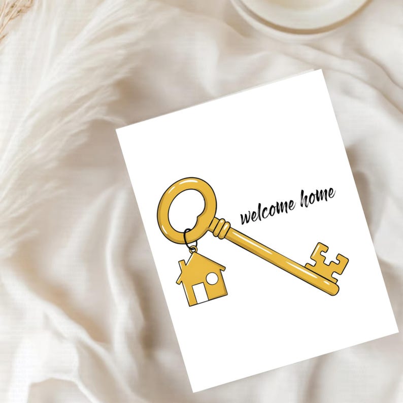 Watercolor House Key Card, New Home Greeting, Instant Download (5x7 PDF ...