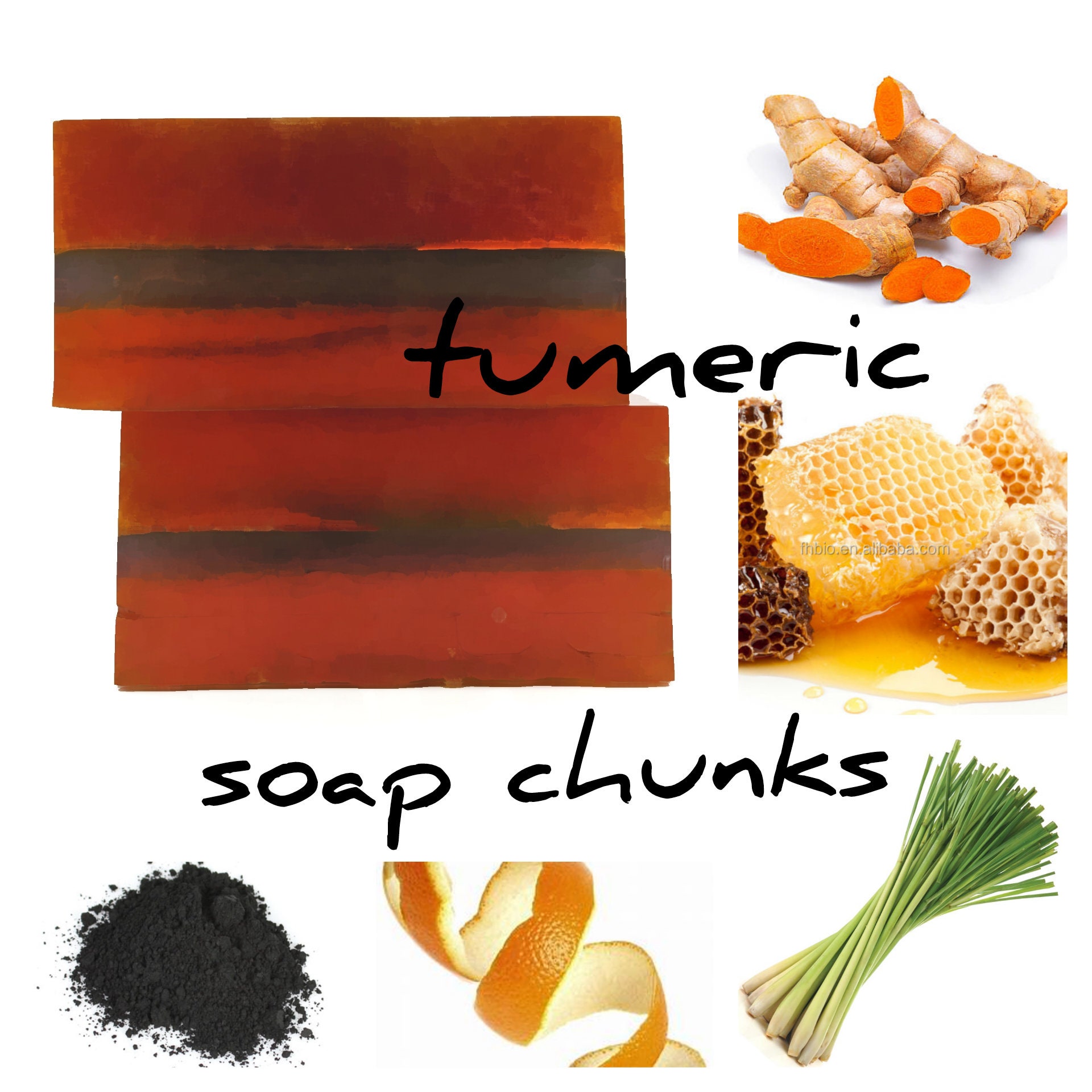 Tumeric SOAP CHUNKS Yummy Scent Moisturizing Superfat Bath Soap 5 Oz ...
