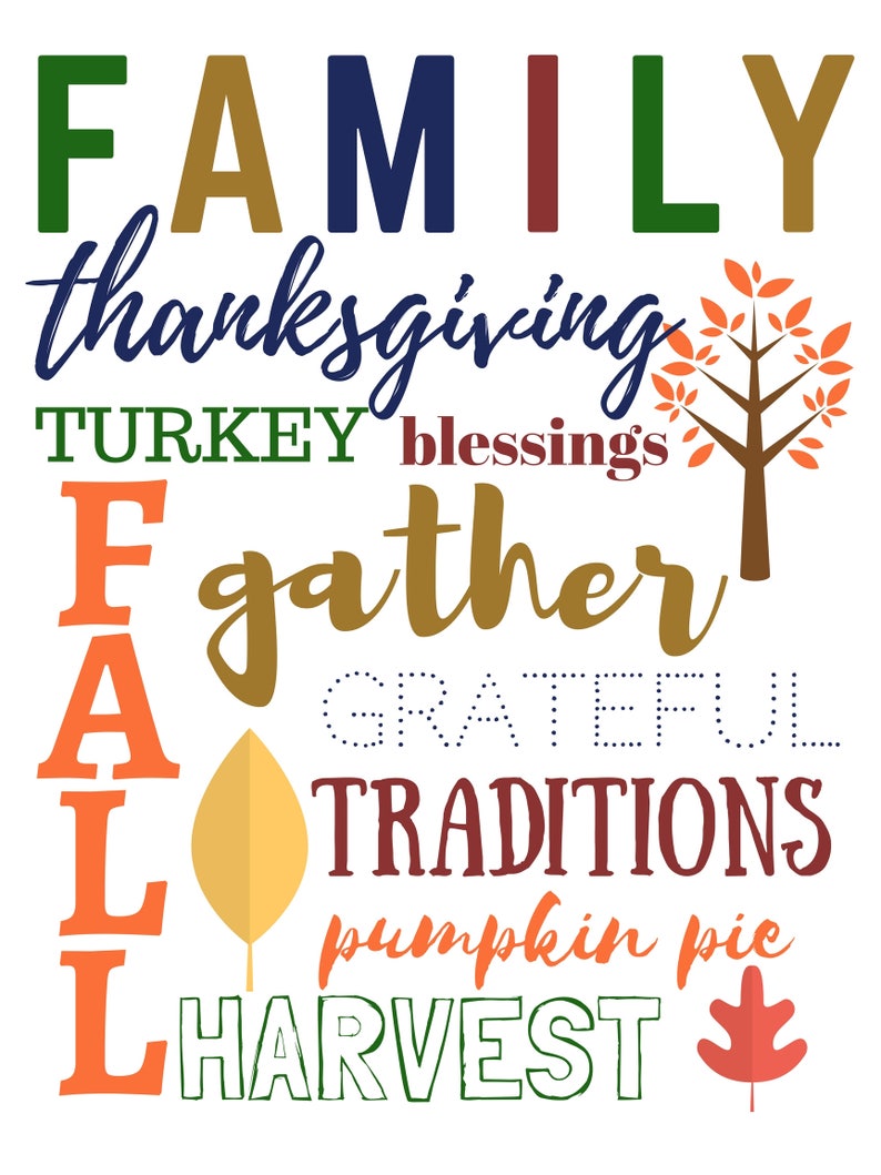 Thanksgiving Word Collage - Etsy